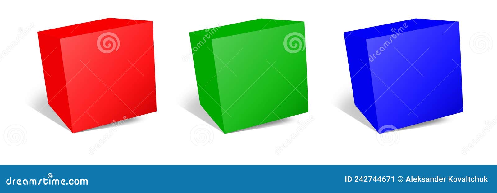 Three RGB Software Boxes Blank Template Red, Green and Blue for ...