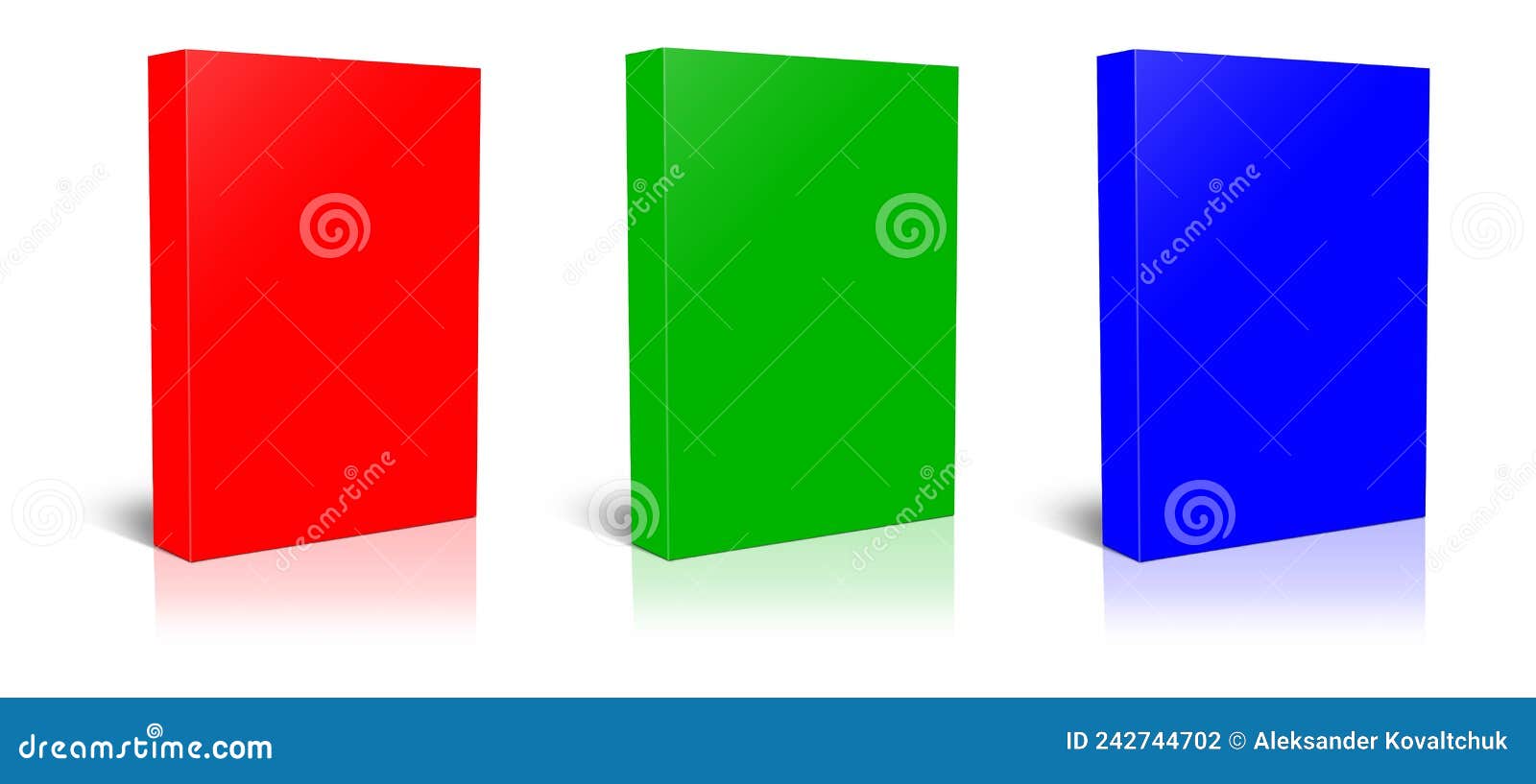 Three RGB Software Boxes Blank Template Red, Green and Blue for ...