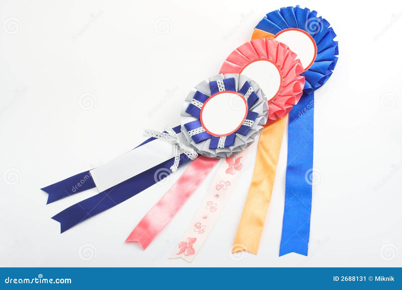 Three ribbon awards stock image. Image of medal, incentive - 2688131