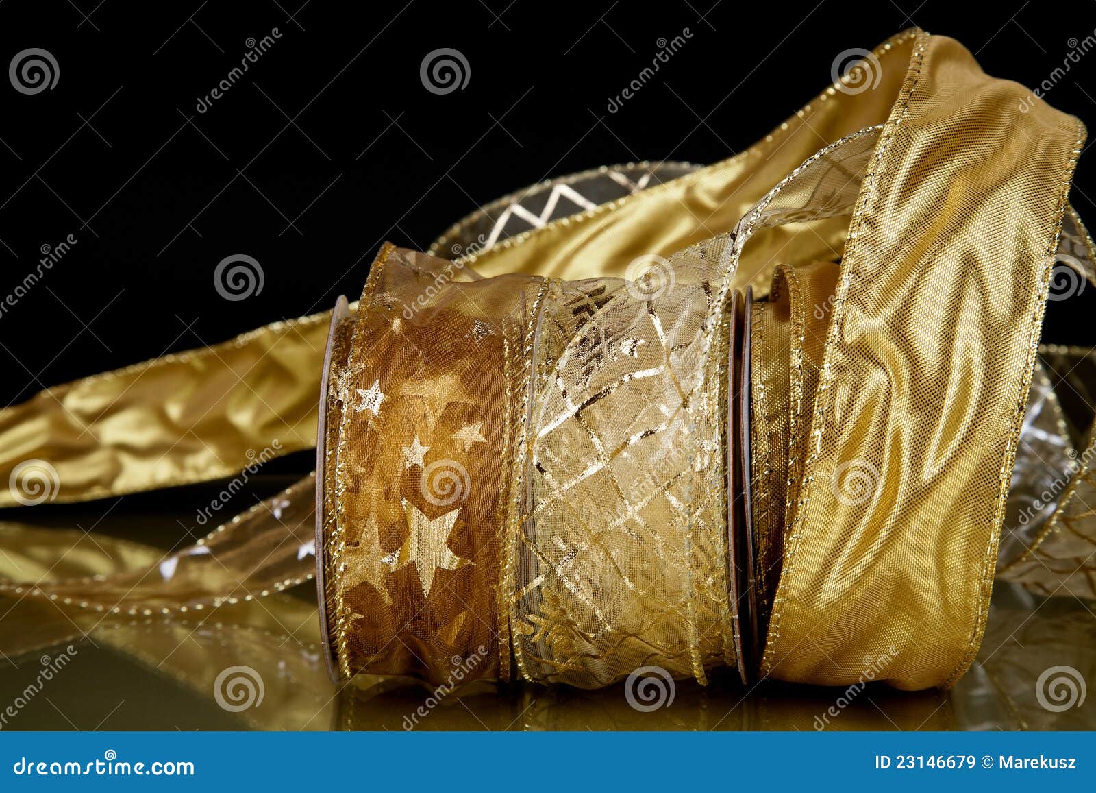 Three ribbons stock image. Image of decor, yellow, spool - 23146679