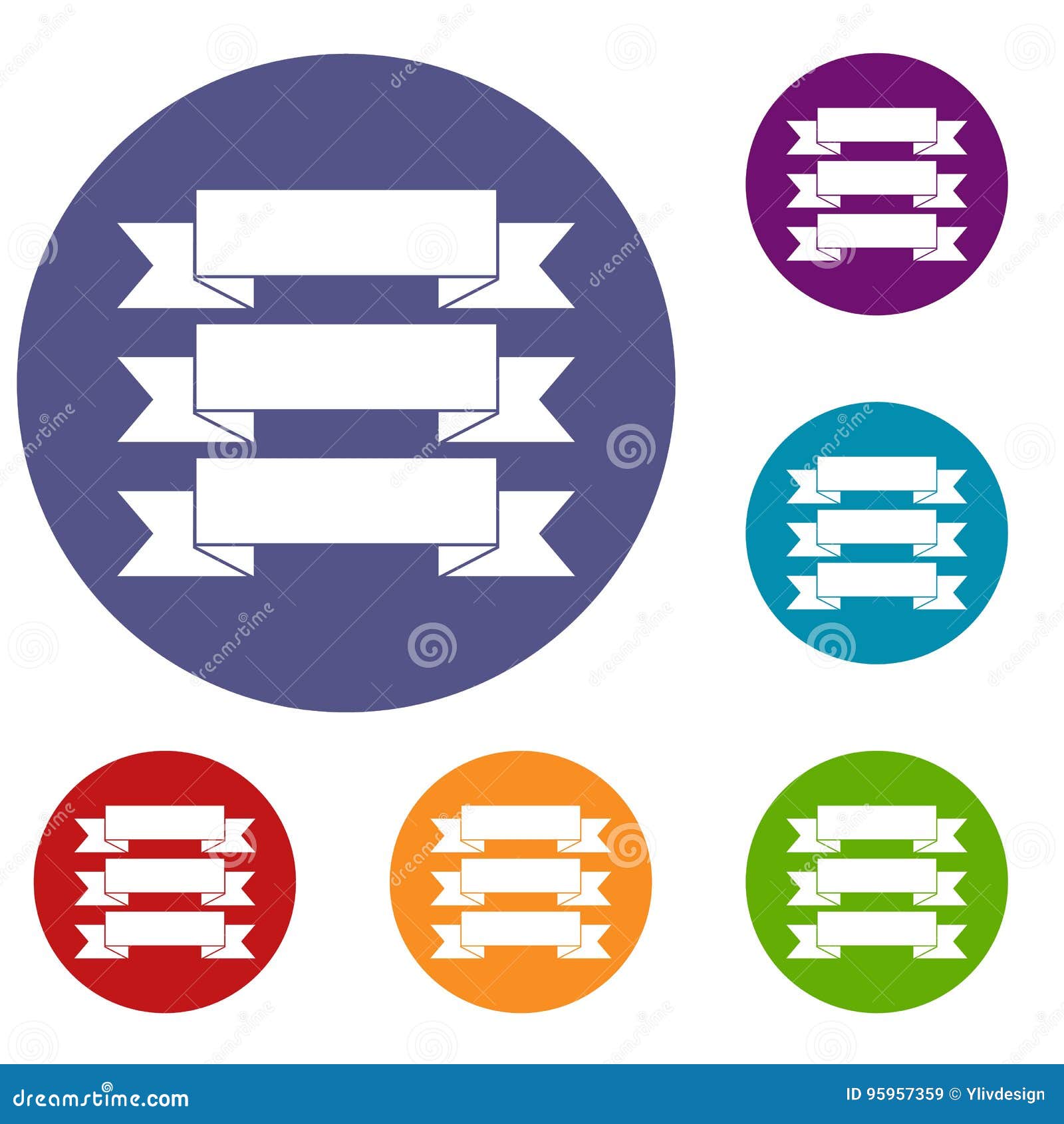 Three ribbons icons set stock vector. Illustration of ribbon - 95957359