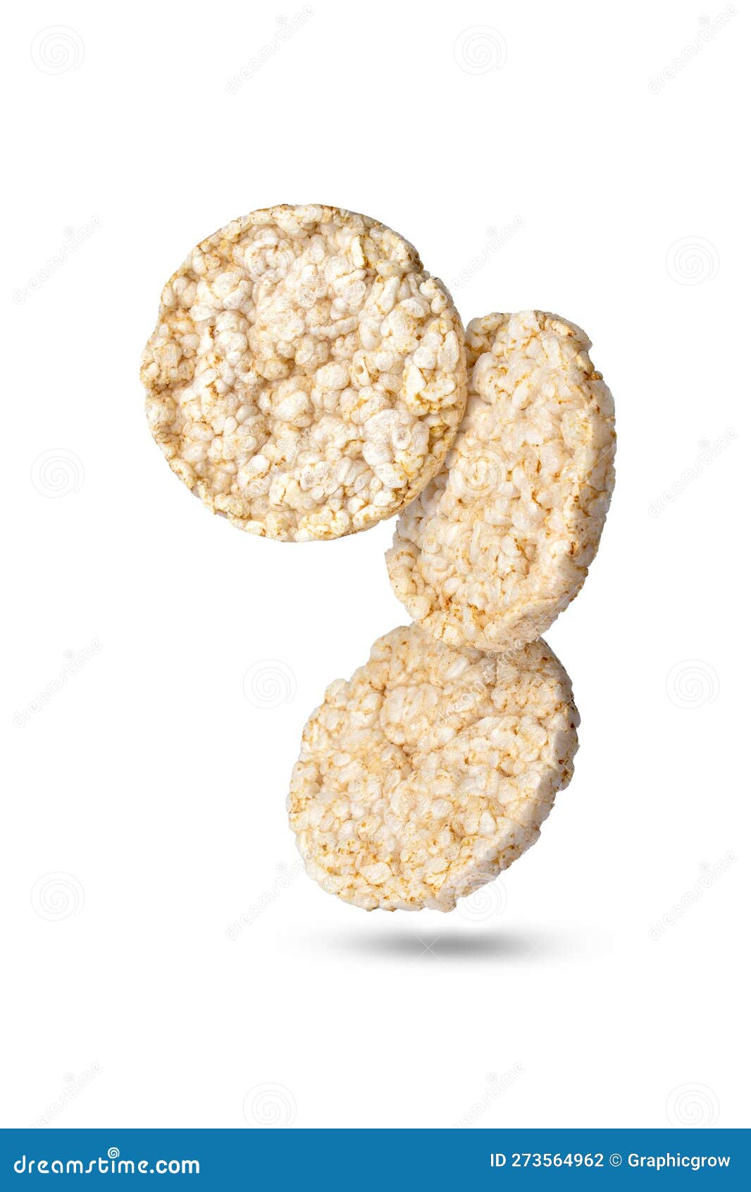 Three Rice Cake Flying Idea on White Backgorund Stock Photo - Image of ...