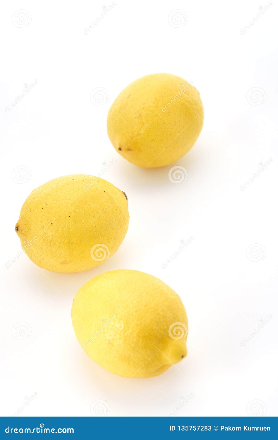 Three Lemons Isolated on White Background Stock Image - Image of flat ...