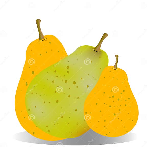 Three Ripe Pears, Cartoon on a White Background. Stock Vector ...