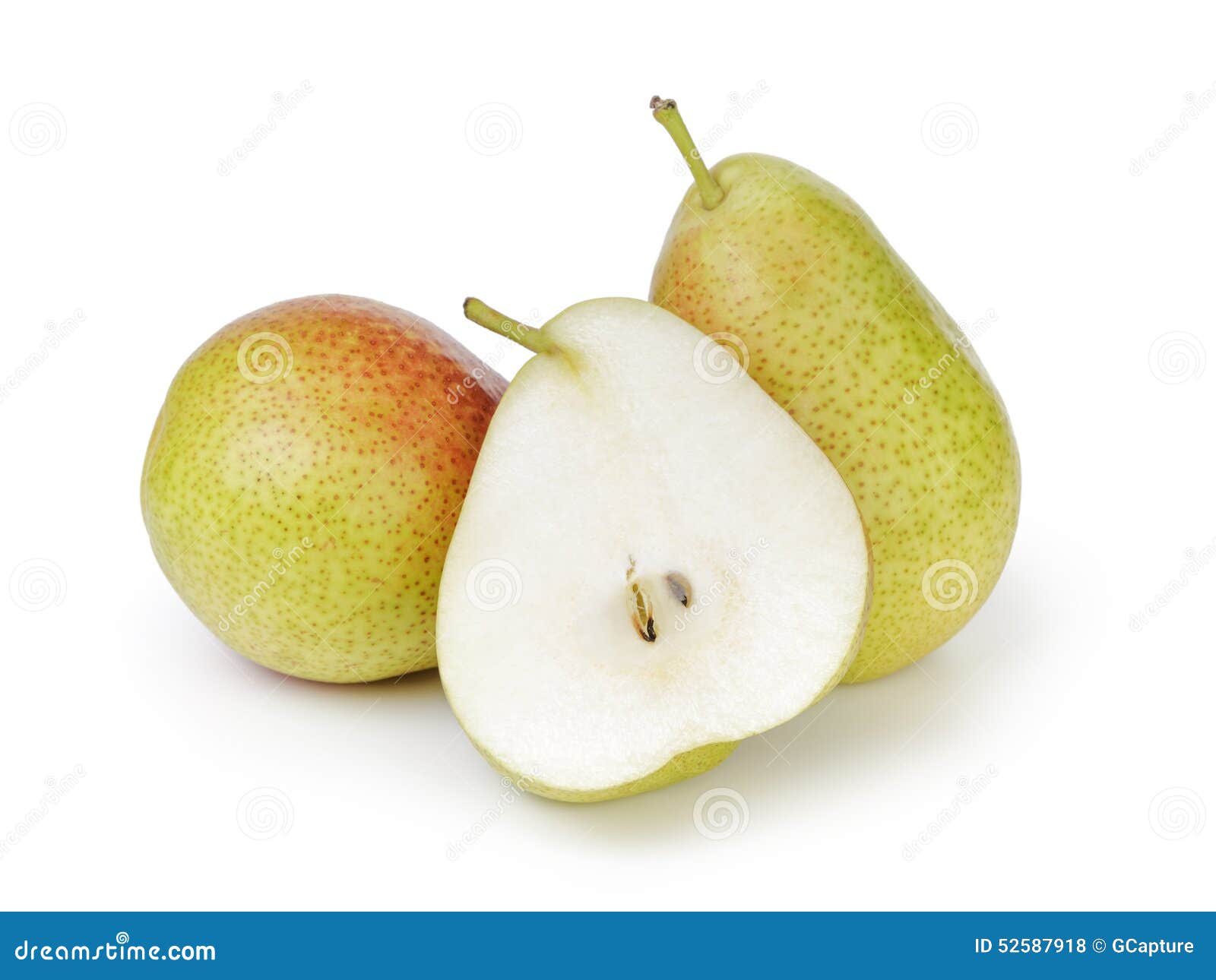 Three Ripe Pears Isolated on White Stock Photo - Image of delicious ...