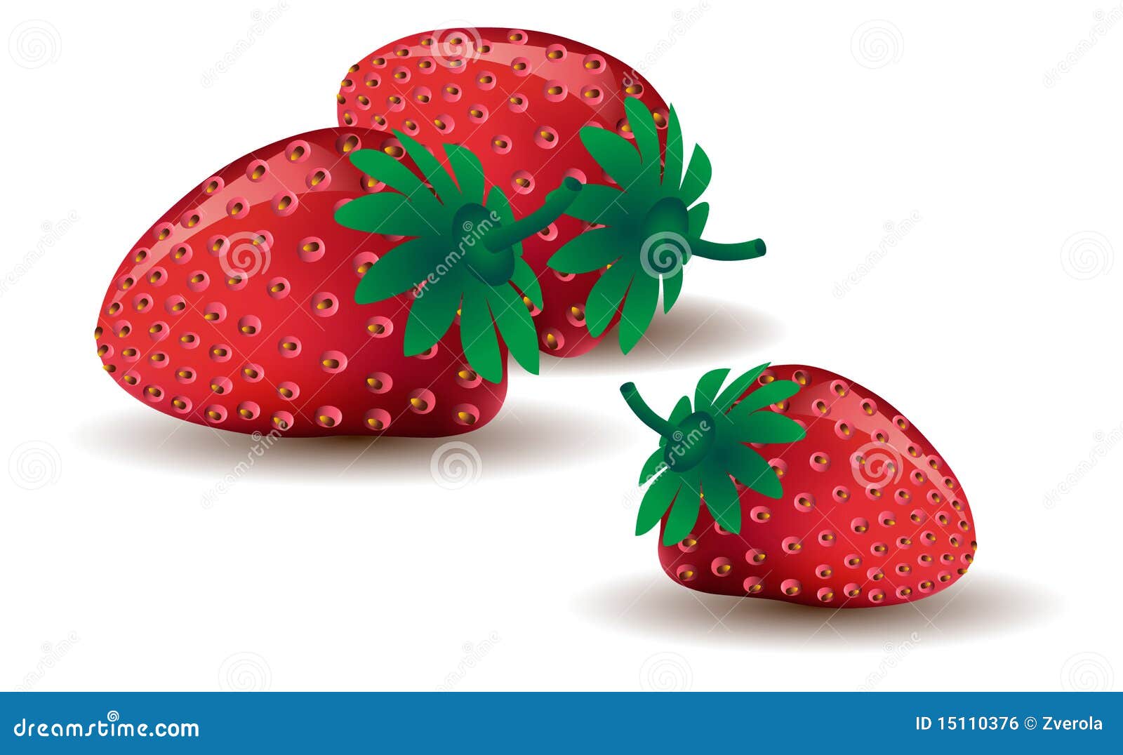 Three ripe strawberries stock vector. Illustration of pulpy - 15110376