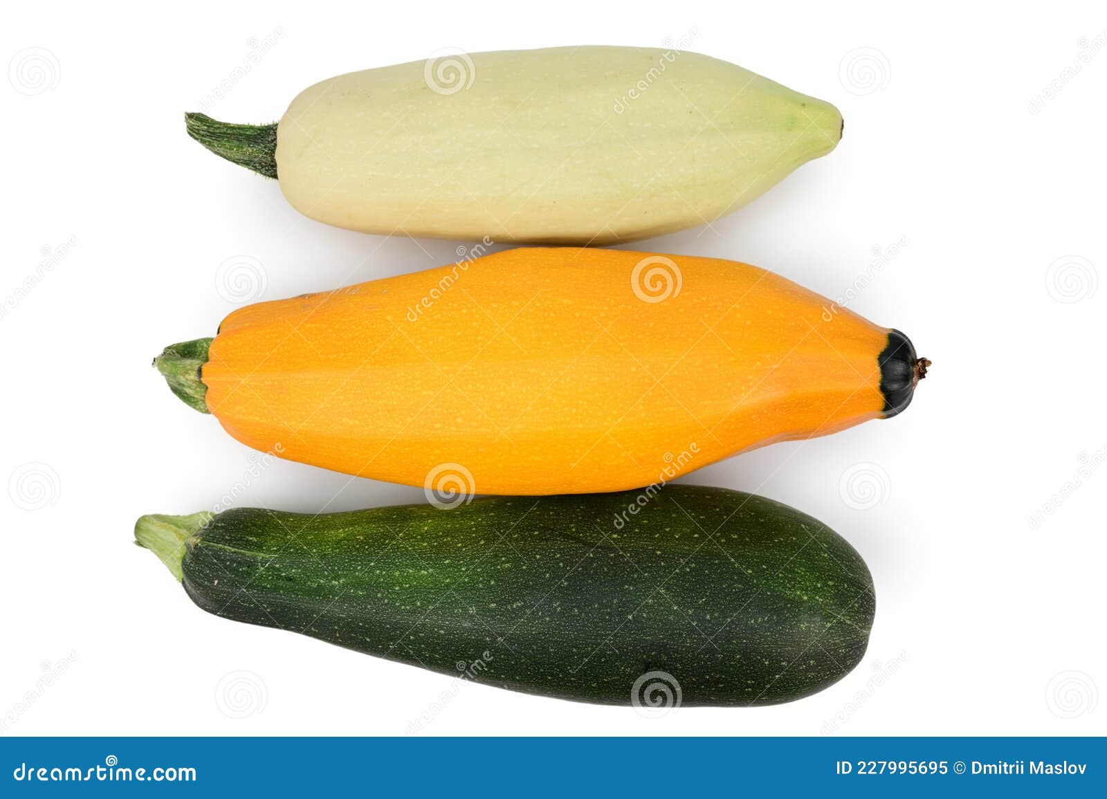 Three Ripe Zucchini of Different Shapes and Colors, Lying Side by Side ...