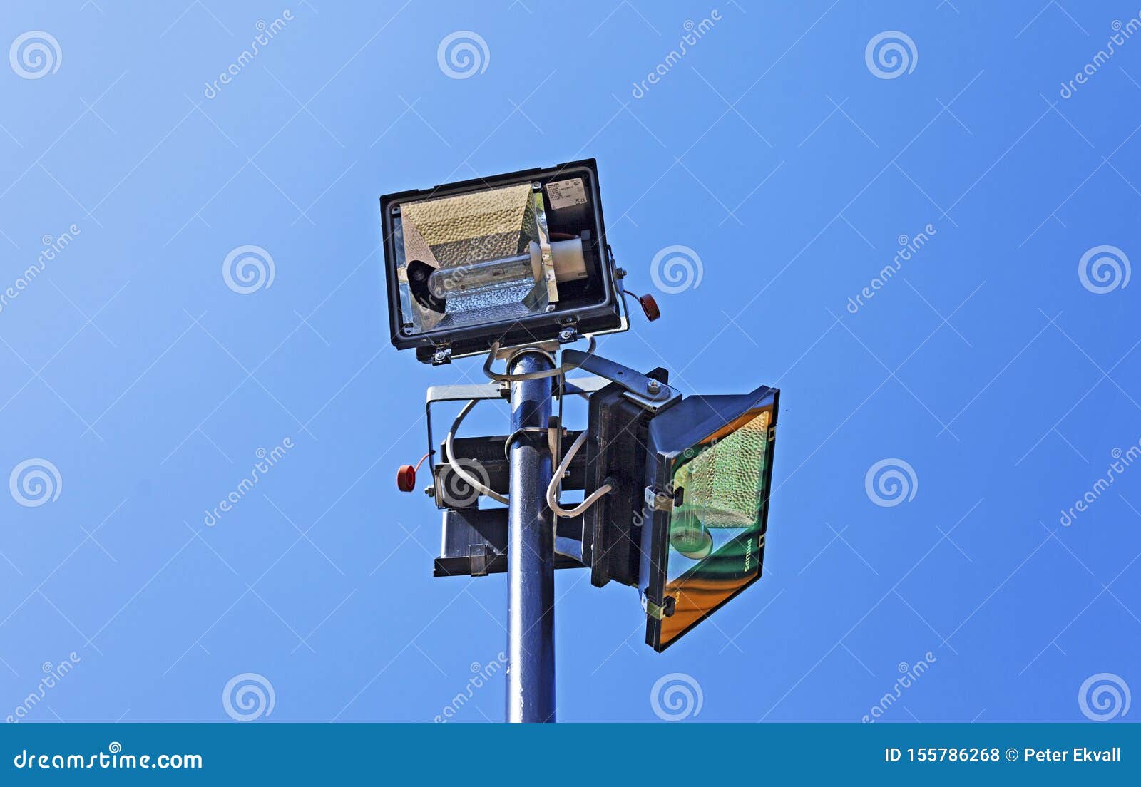 Three River Lights on a Street Lamp Post at Playground Stock Photo ...