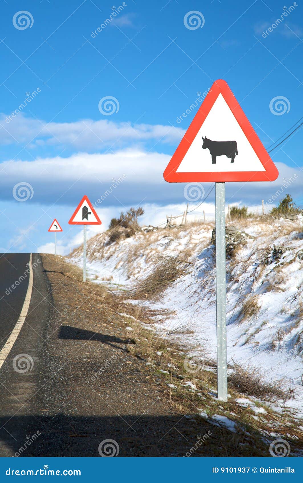 Three road signs stock image. Image of outdoor, road, gredos - 9101937