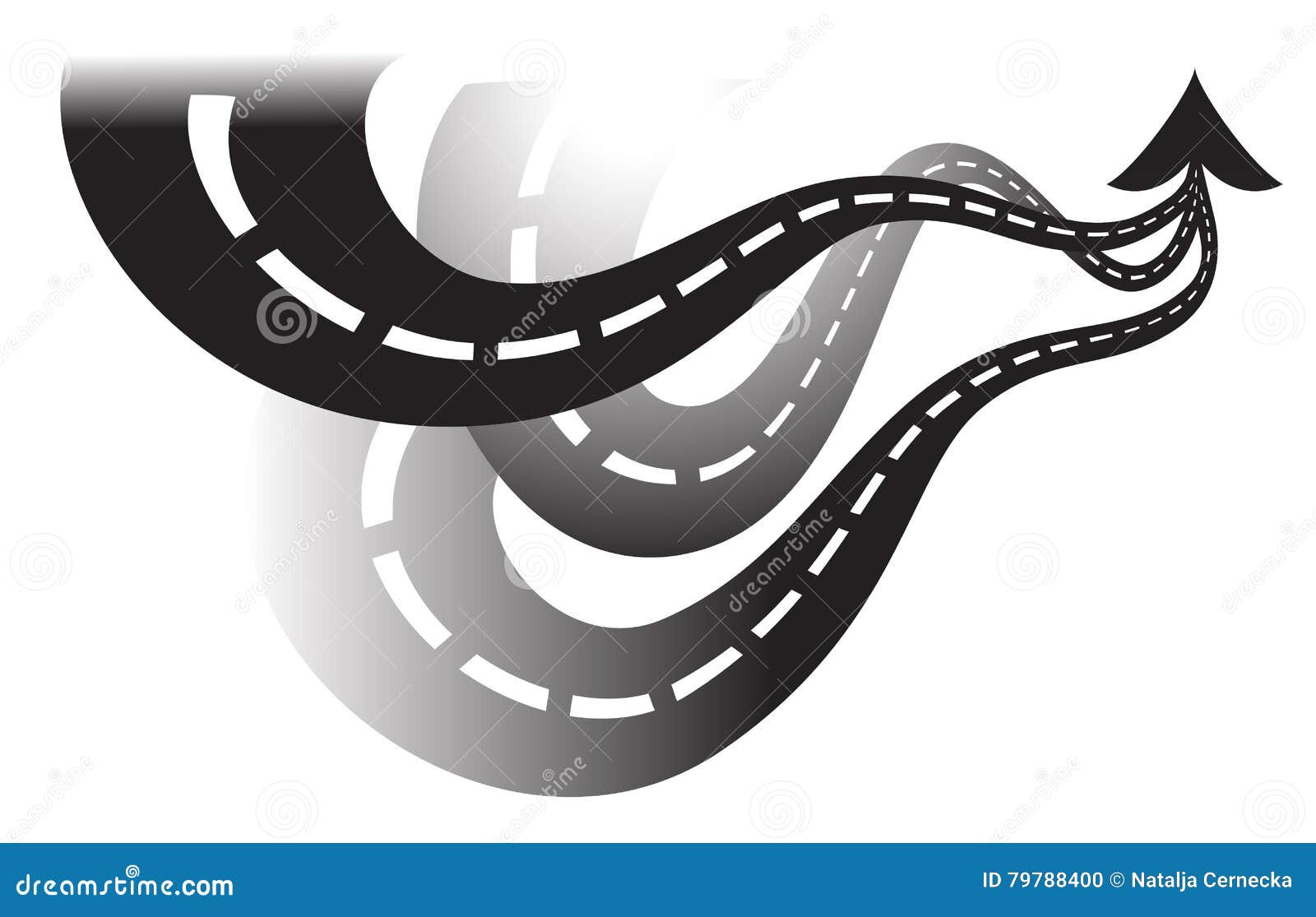 Three Roads Leading Towards Arrow. Stock Vector - Illustration of label ...