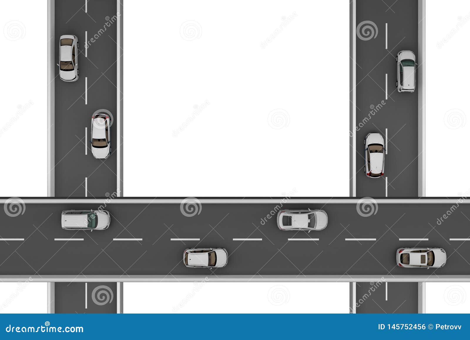 Three Roads at Right Angles at Different Heights Stock Illustration ...