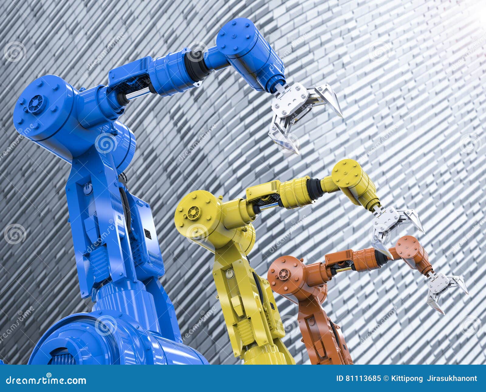 Three Robotic Arms Stock Image | CartoonDealer.com #81113665