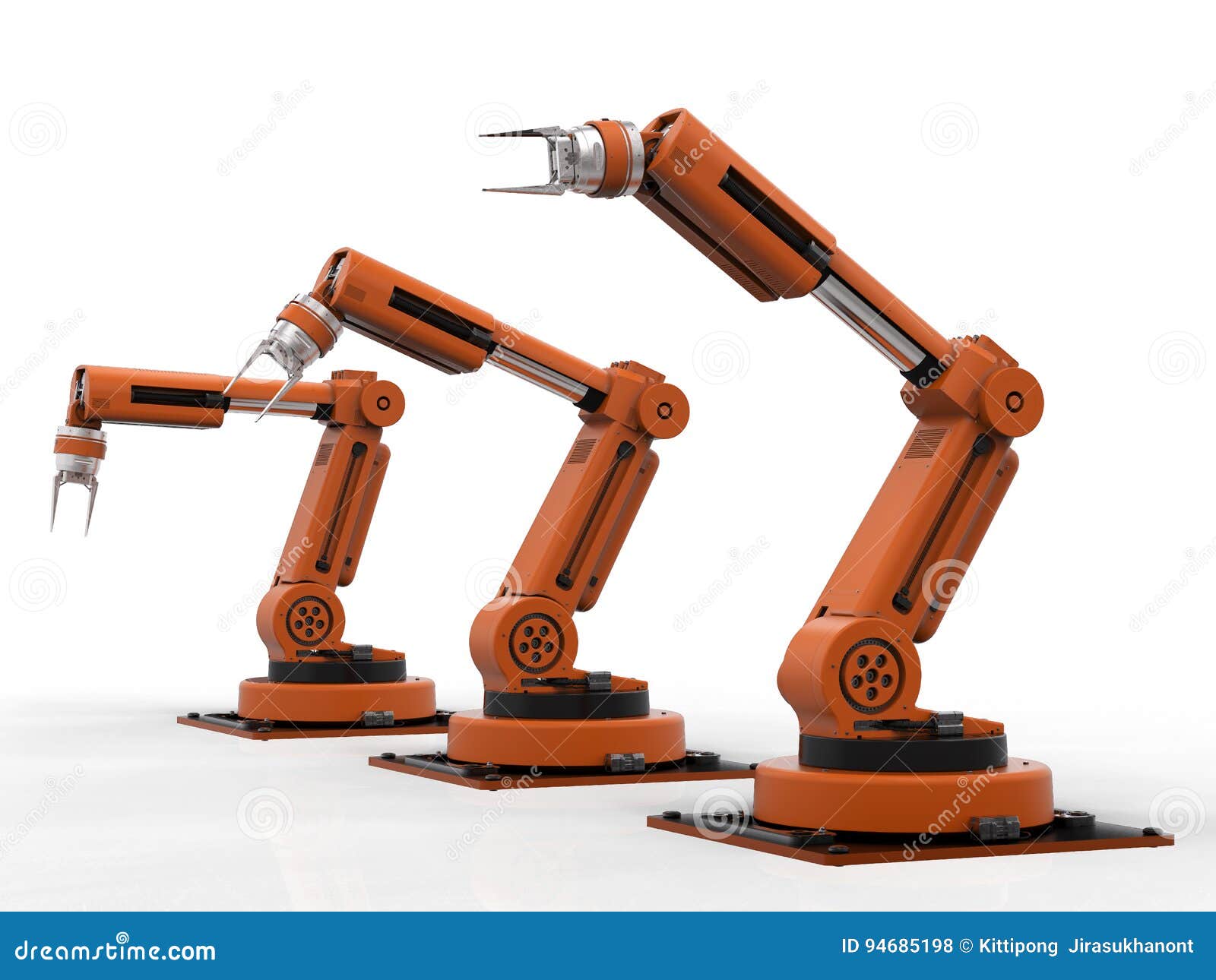 Three Robotic Arms On White Background Stock Photo | CartoonDealer.com ...