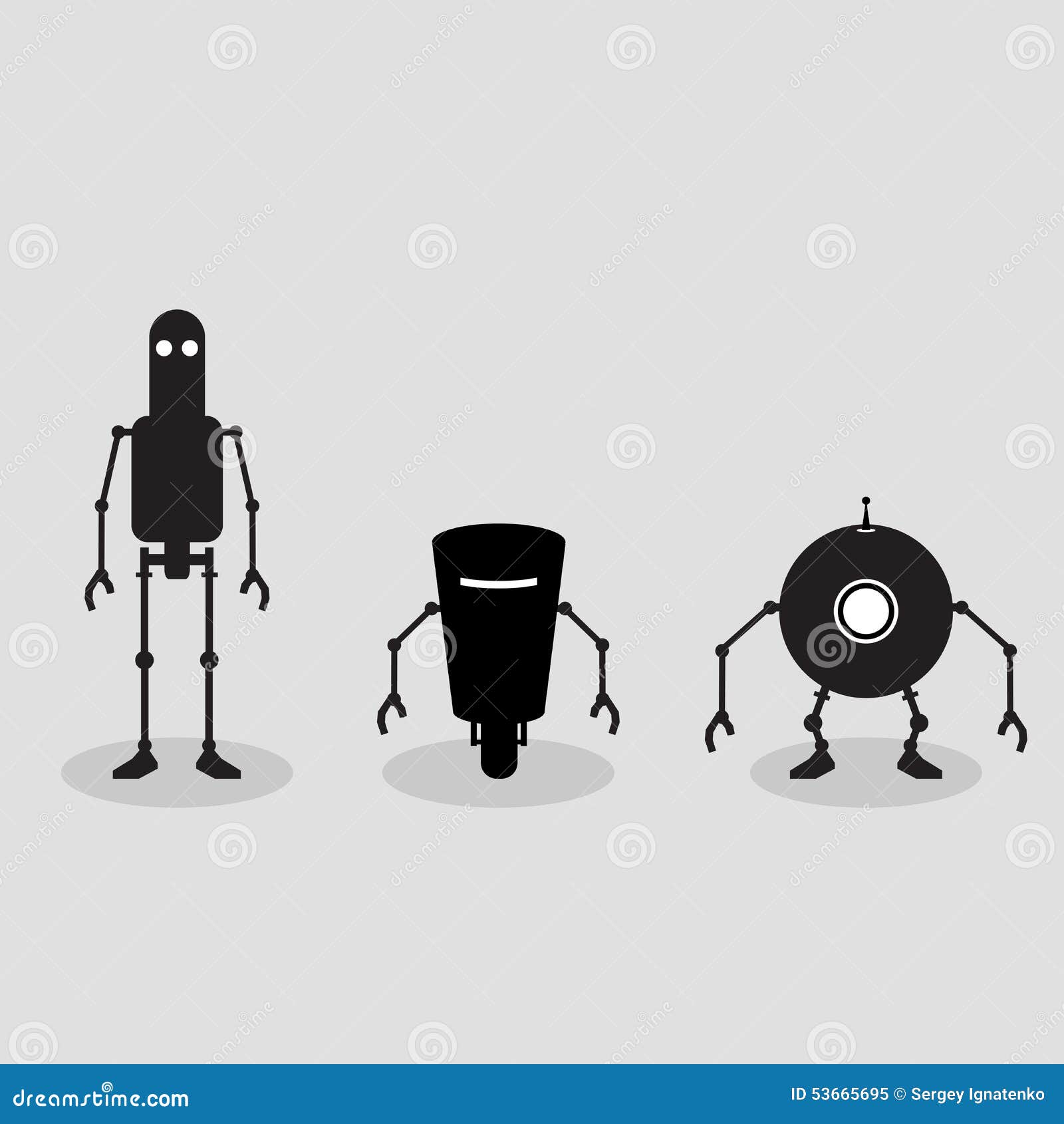 Three robots stock vector. Illustration of mascot, graphic - 53665695