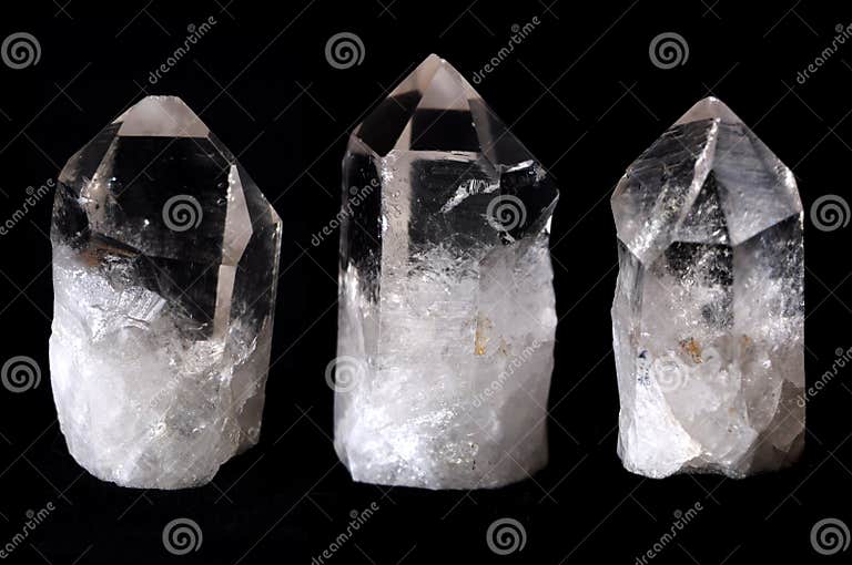 Three rock quartz crystals stock image. Image of powerful - 34210697