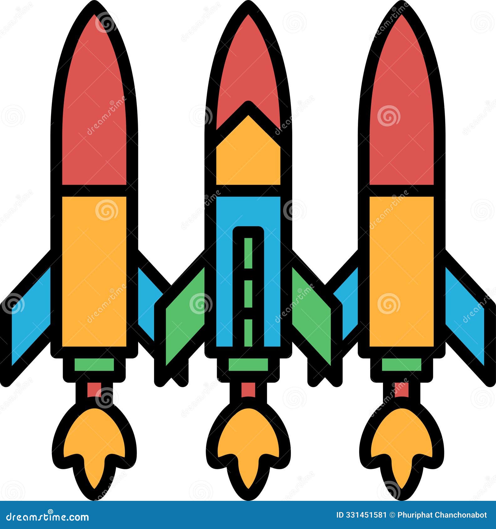 Three Rockets are Flying in the Sky Stock Vector - Illustration of ...