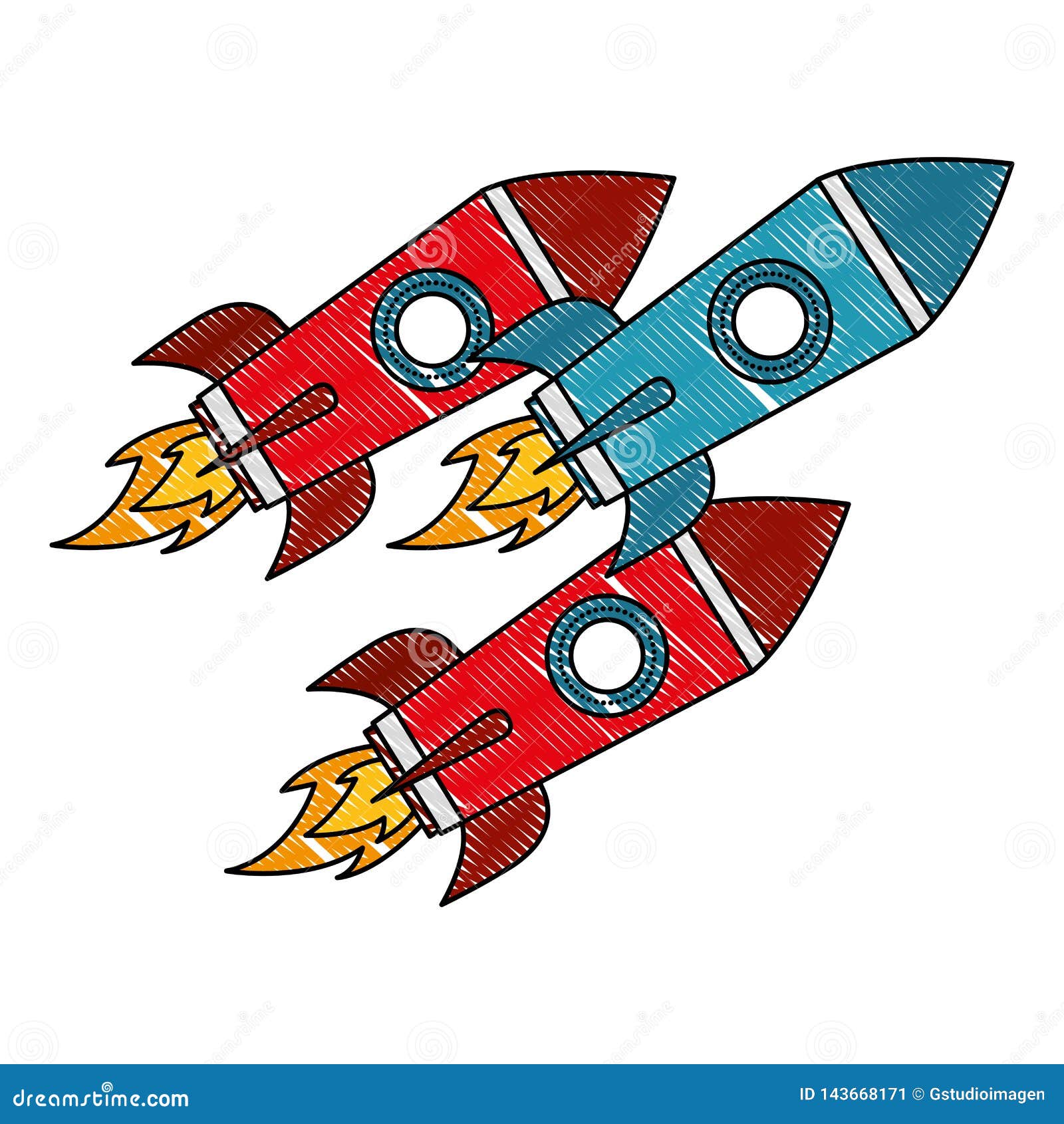 Three Rockets Space Travel Exploration Stock Vector - Illustration of ...