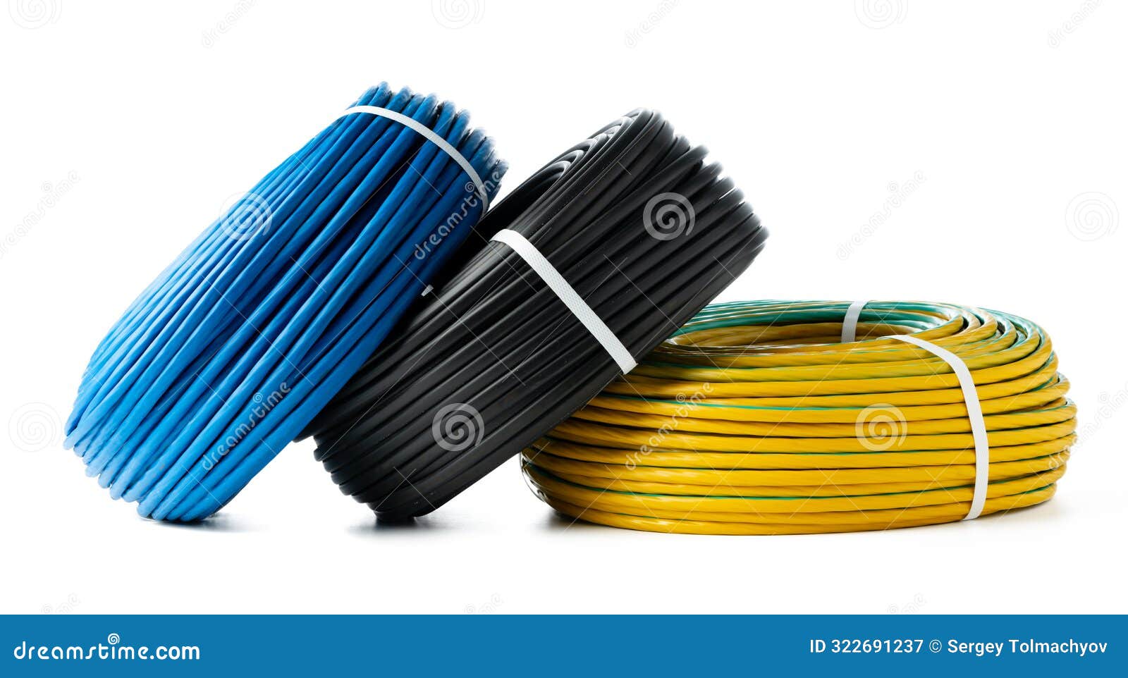 Three Rolls of Electrical Wire Isolated on White Background Stock Image ...