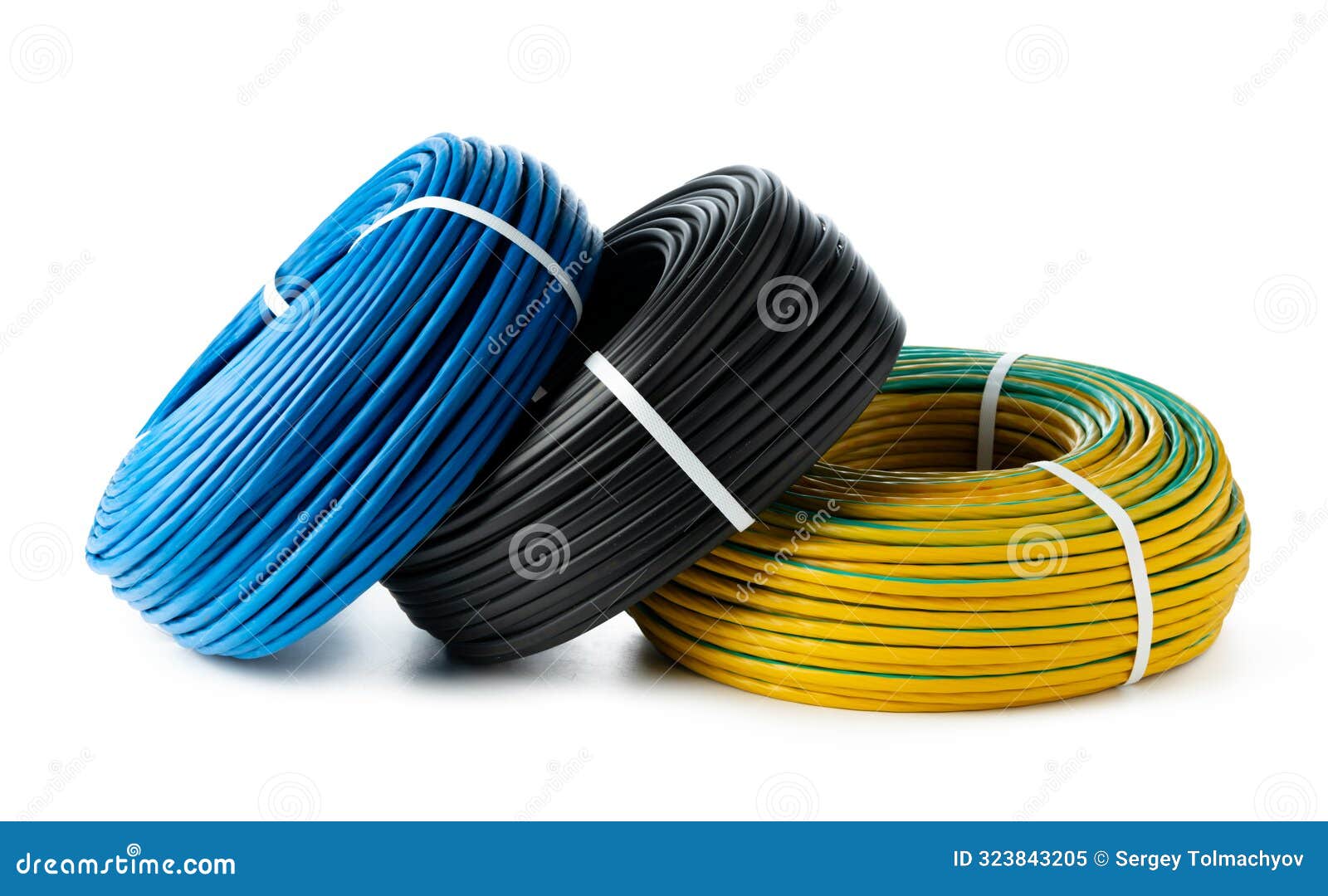 Three Rolls of Electrical Wire Isolated on White Background Stock Image ...