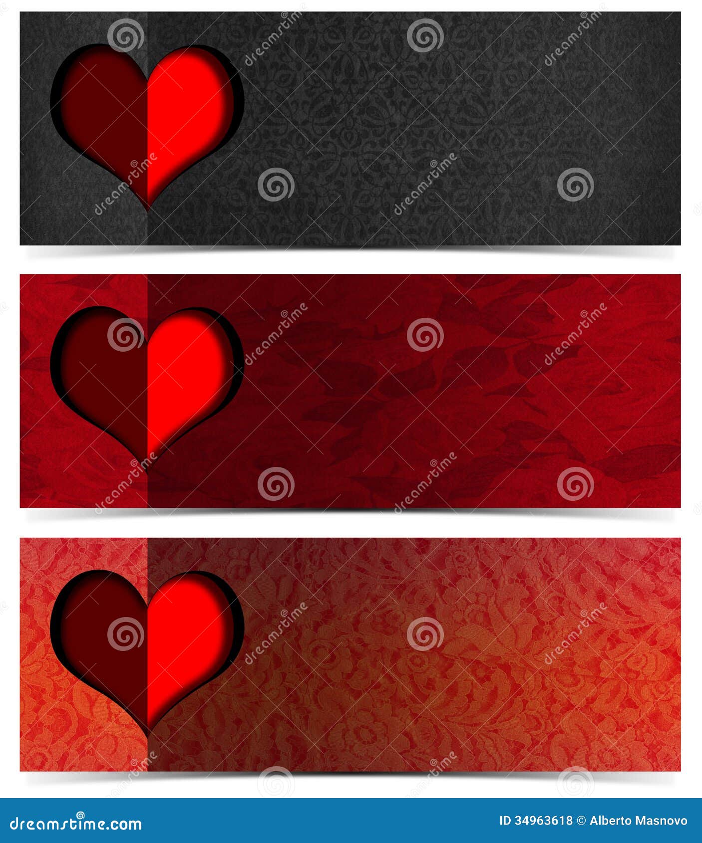 Three Romantic Banners stock illustration. Illustration of emotion ...