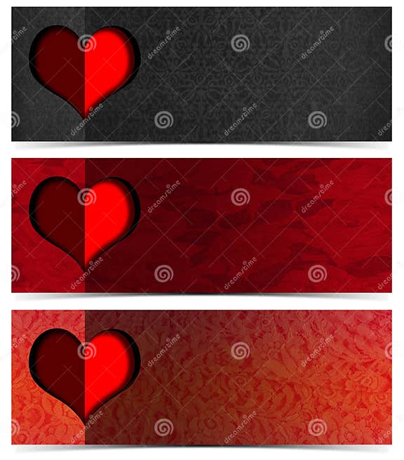 Three Romantic Banners stock illustration. Illustration of emotion ...
