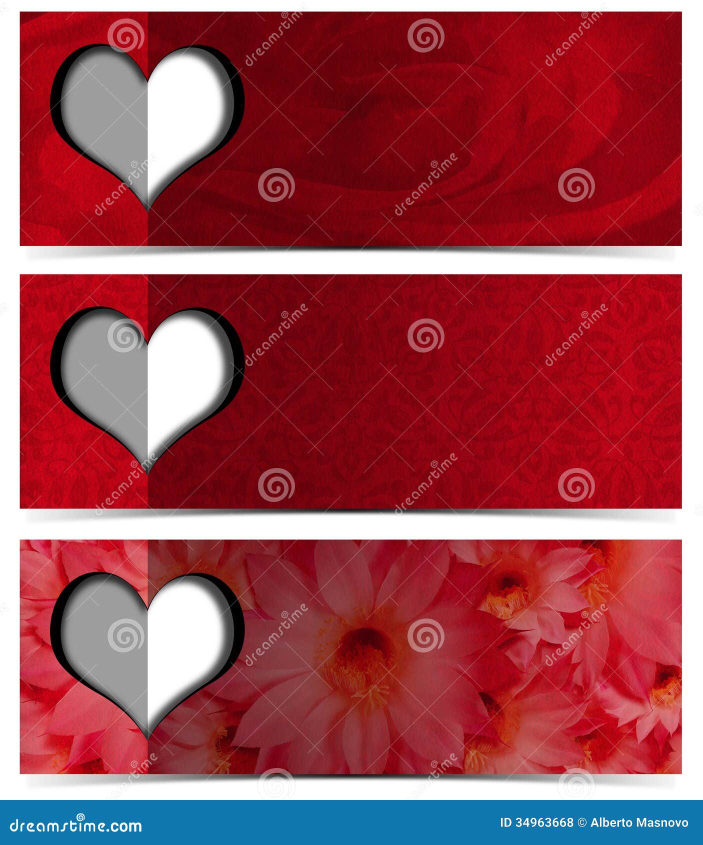Three Romantic Banners stock illustration. Illustration of concept ...