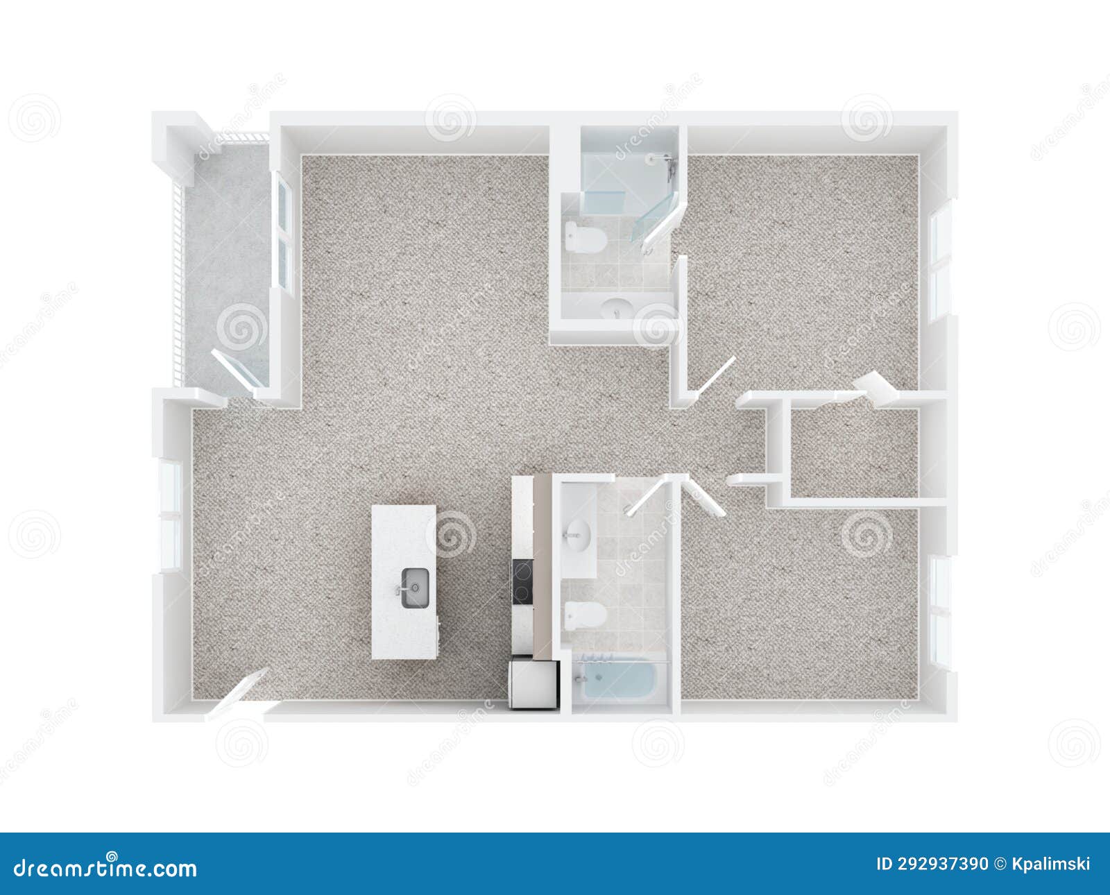 Apartment Floor Plan, Top View. Home Interior Design Overhead With ...