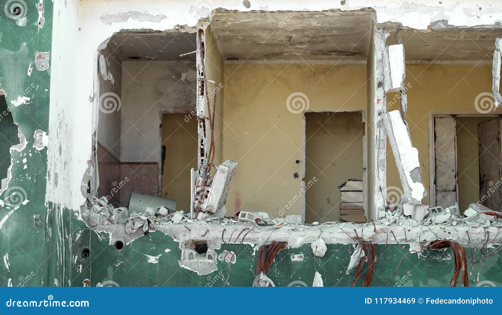 Rooms of a Completely Destroyed House Stock Image - Image of shelling ...