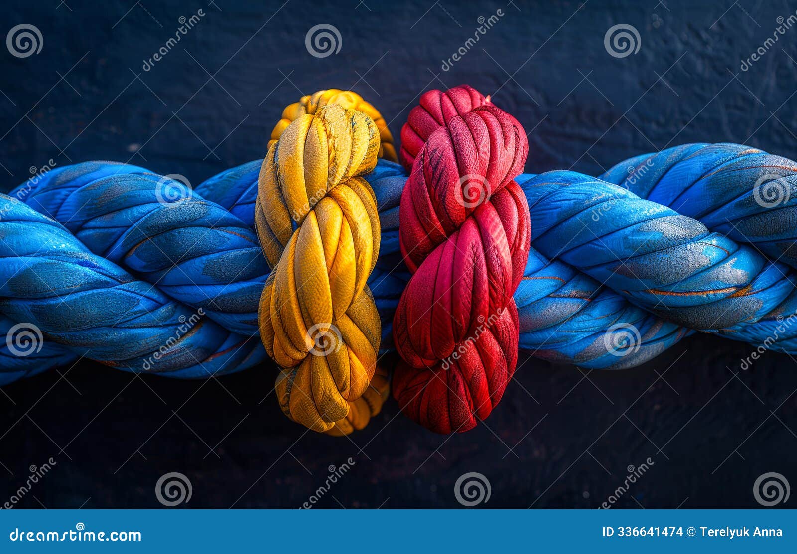 Three Ropes are Tied Together in a Knot Stock Photo - Image of white ...