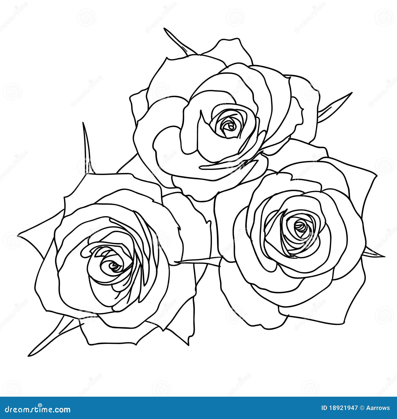 Three Roses in Hand Drawn Style Stock Vector - Illustration of black ...