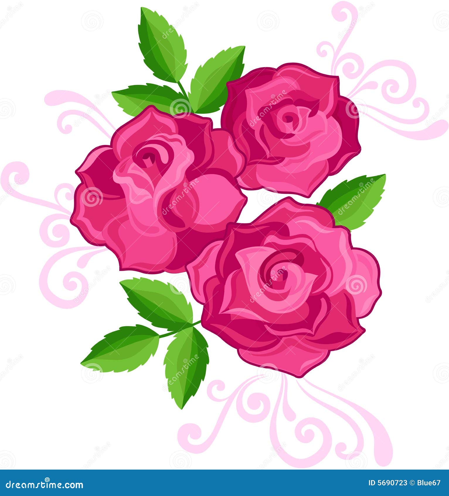 Three Roses Illustration stock vector. Illustration of spring - 5690723