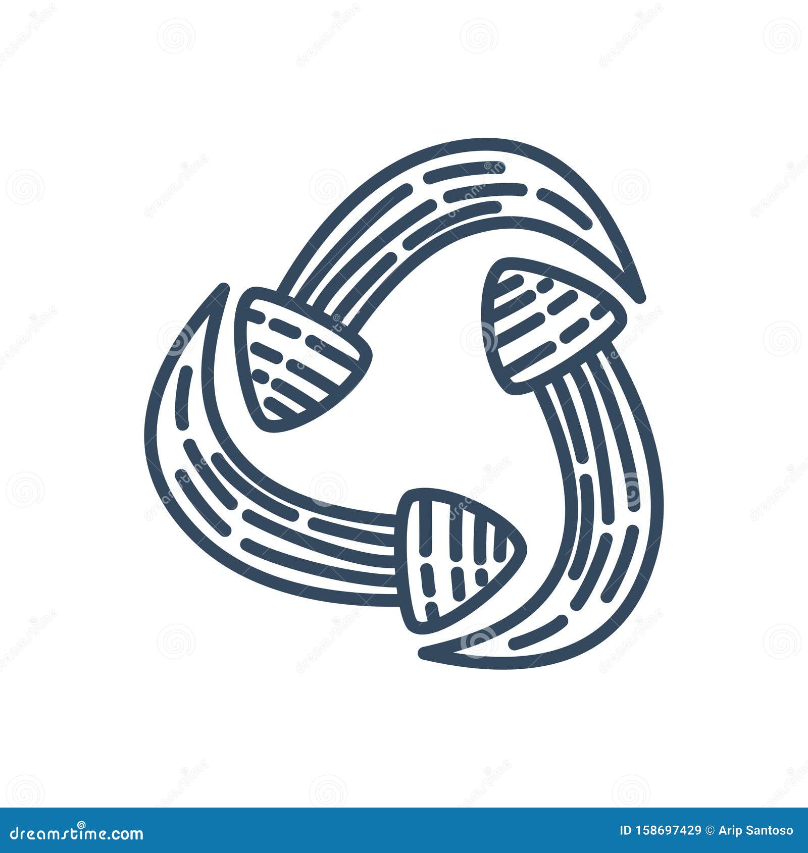 Three Rotation Arrow Direction Collection Vector Outline Stock Vector ...