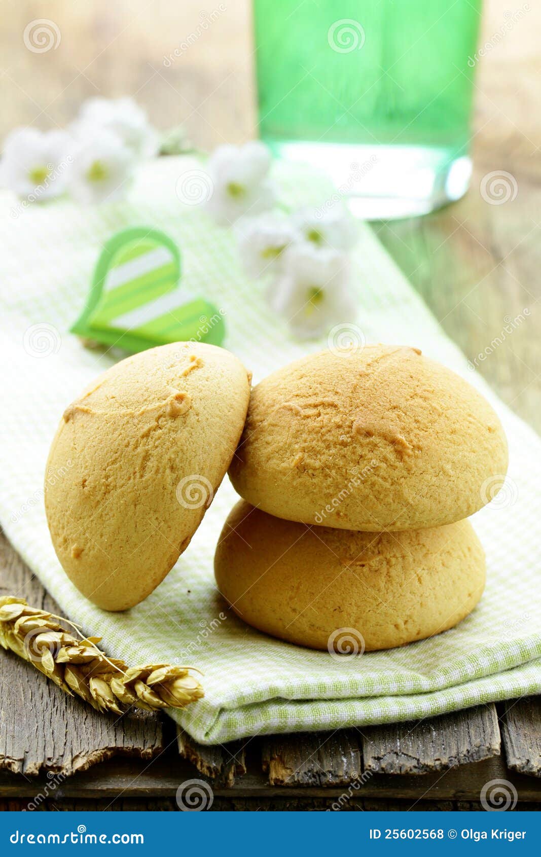 Three round biscuits stock photo. Image of dough, dessert - 25602568