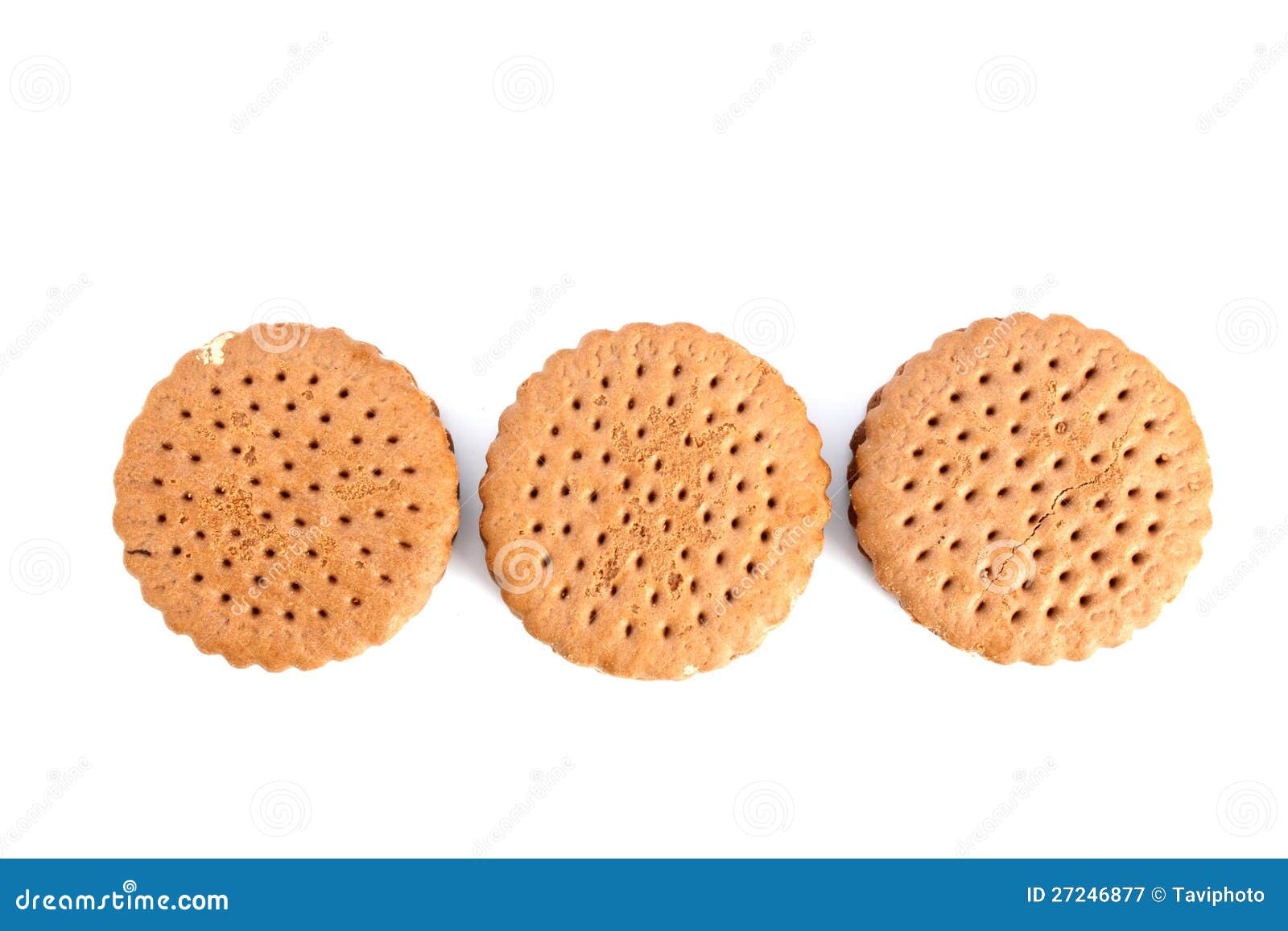 Three round biscuits stock image. Image of chocolate - 27246877