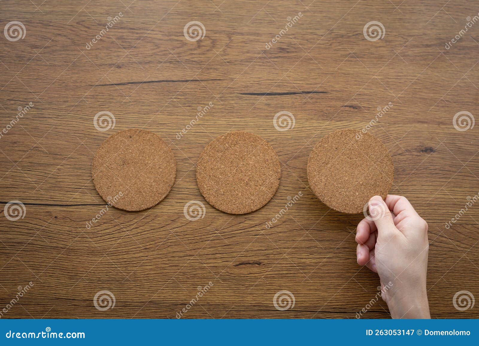 Three Round Cork Board and Hand Selecting Stock Image - Image of macro ...