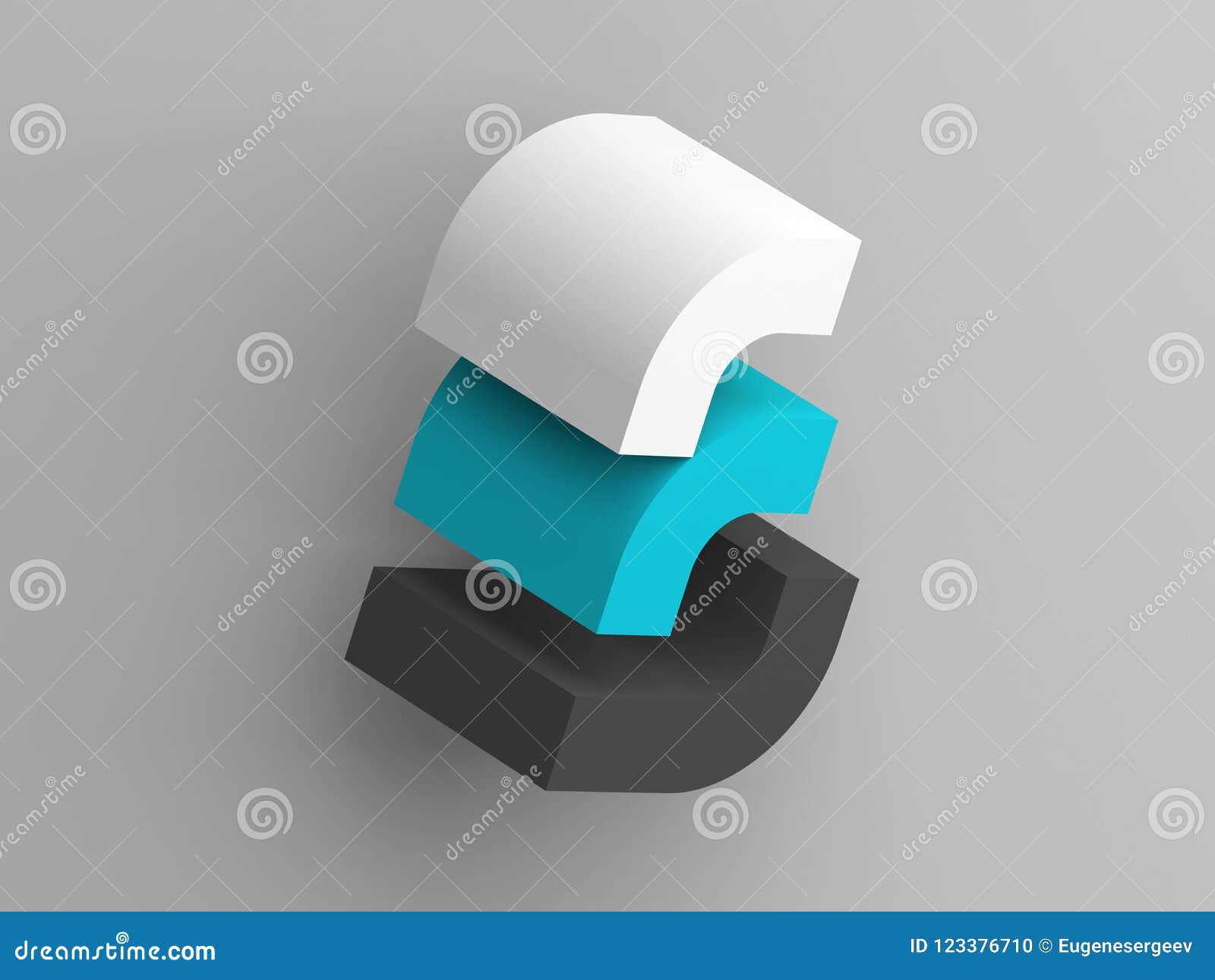 Three Round Corners in Shape of E Letter 3 D Stock Illustration ...
