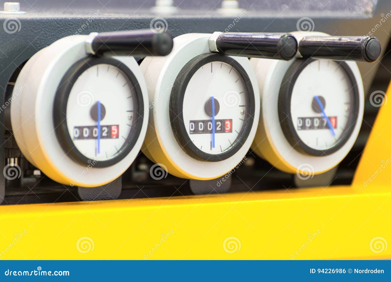 Three Round Counters with Pointer Pointers. Measuring Instruments Stock ...