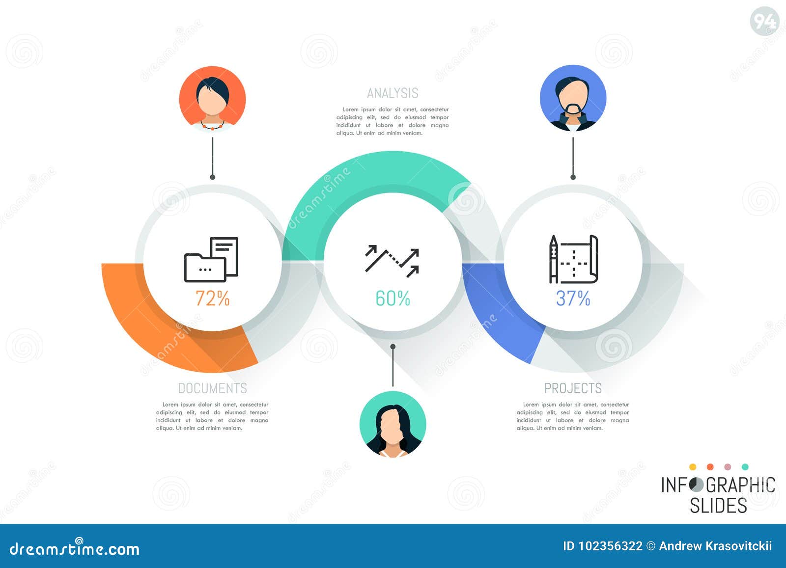 Three Round Elements with Percentage Indication Stock Vector ...