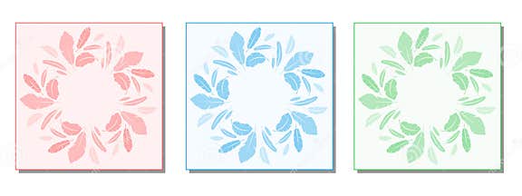 Three Round Feather Frame Design. Vector Composition. Stock Vector ...
