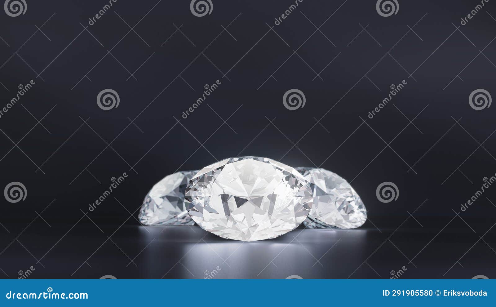 Three Round Gems on Dark Backdrop with Reflection. Stock Illustration ...