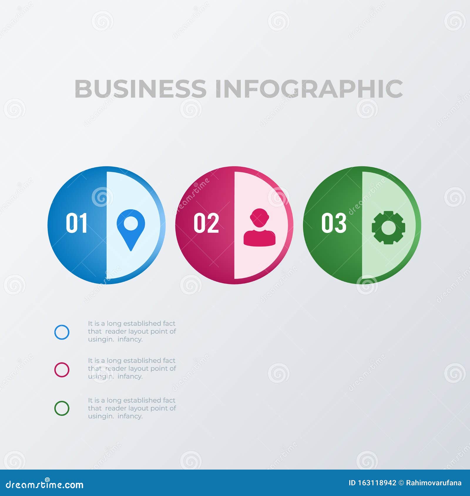 Three Round Infographic Template Design with Icons. Business Concept ...