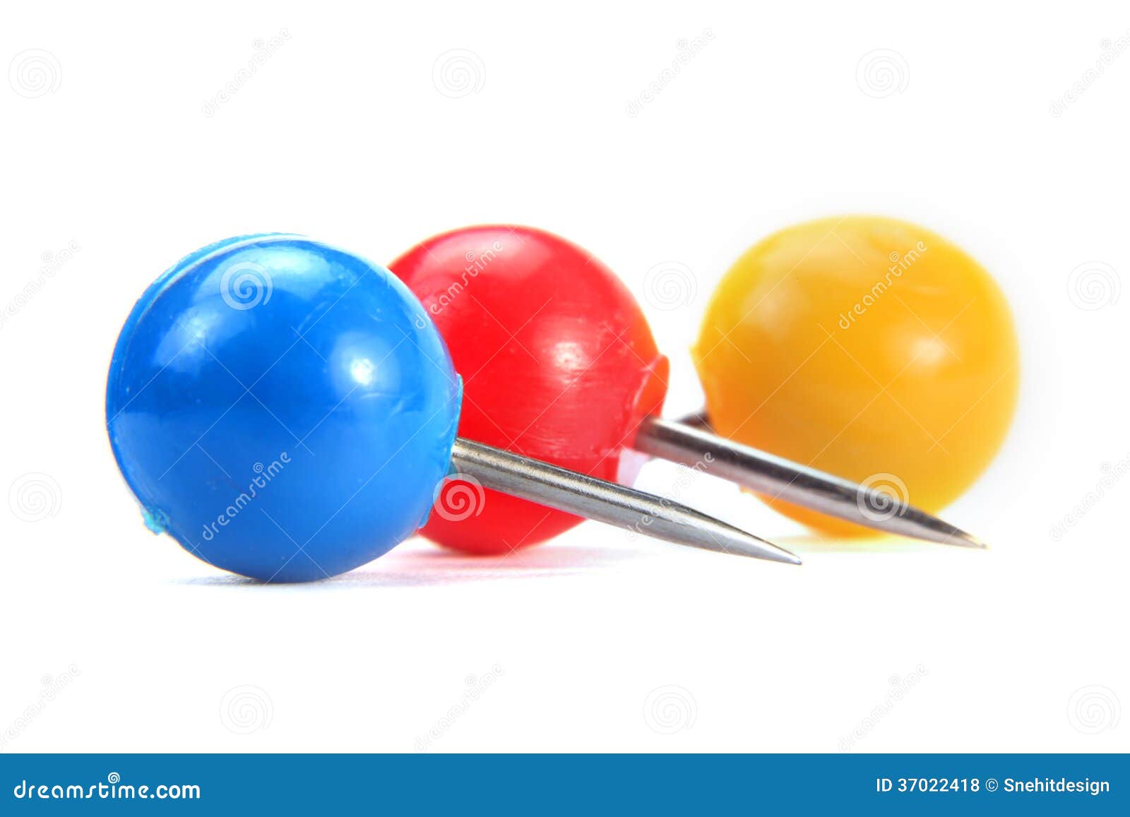 Three round push pins stock photo. Image of ball, school - 37022418