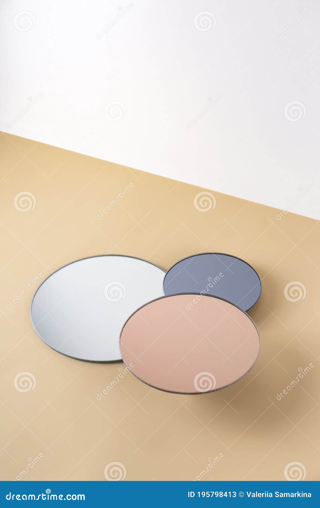 Three Round Stands for Objects with Mirrored Surfaces Stock Image ...