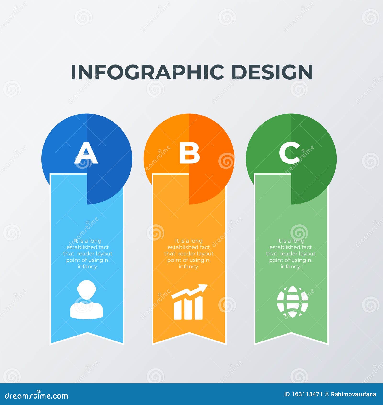 Three Rounded Infographic Template Design. Business Concept Infograph ...