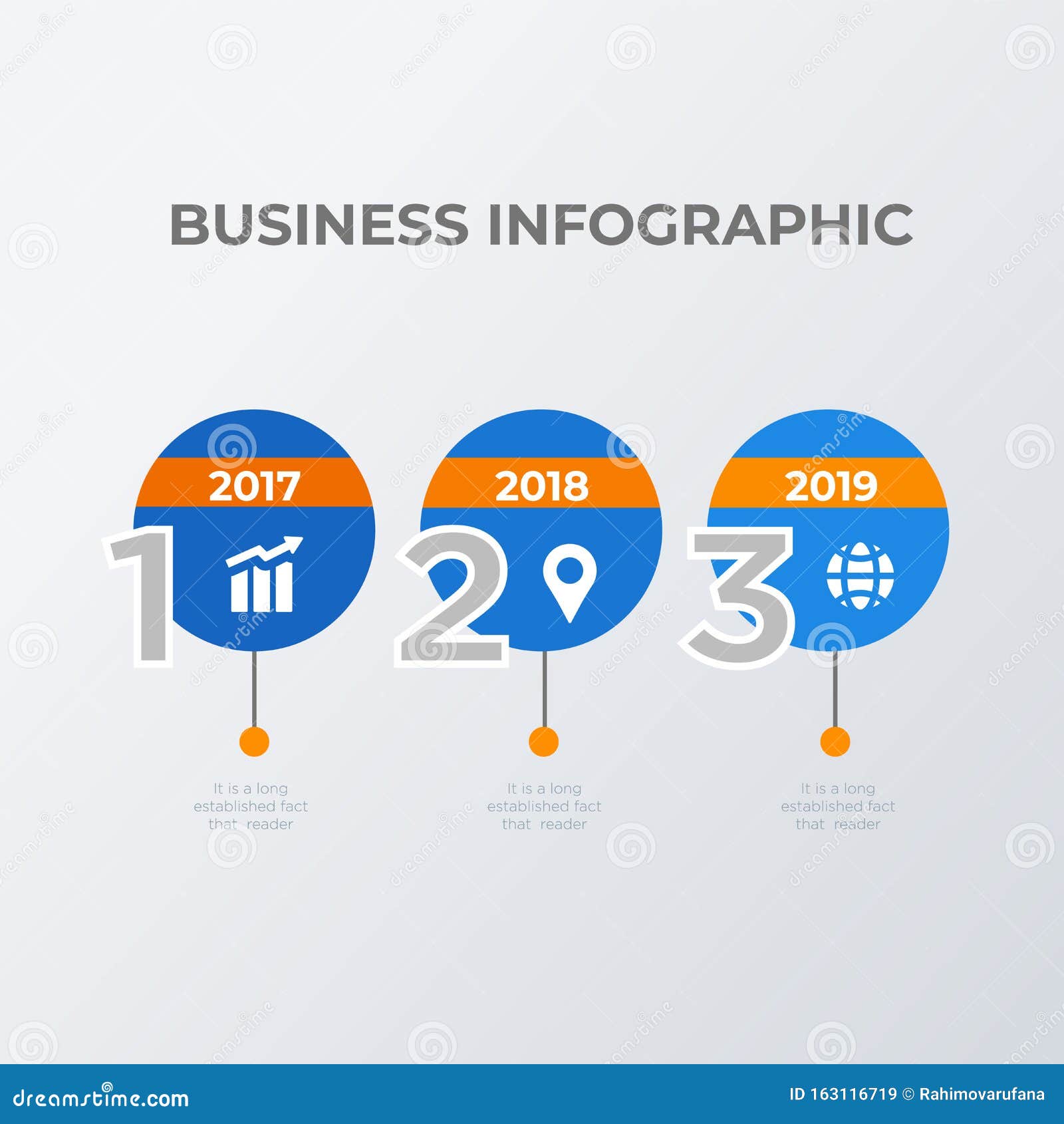 Three Rounded Infographic Template Design. Business Concept Infograph ...