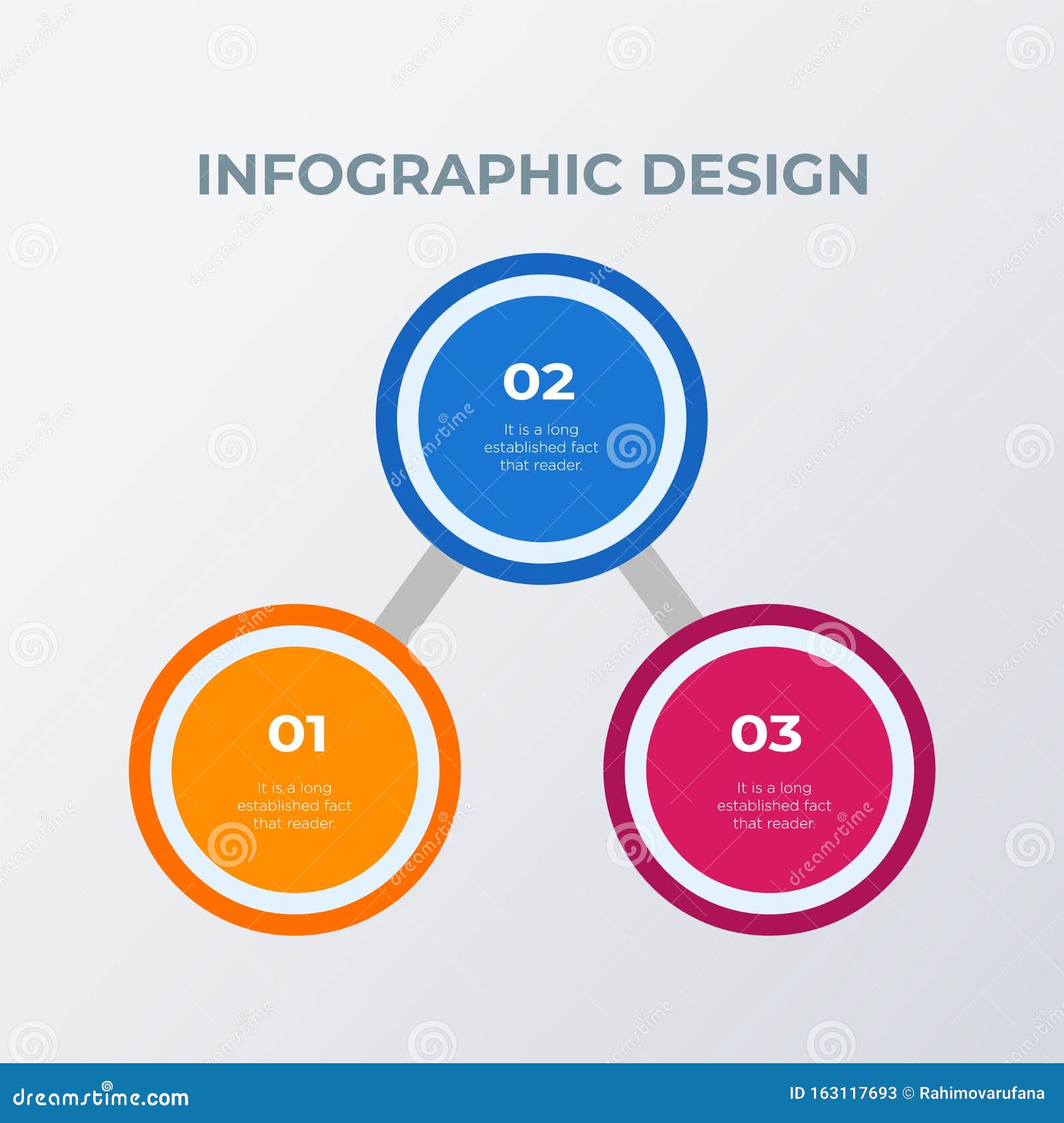 Three Rounded Infographic Template Design. Business Concept Infograph ...