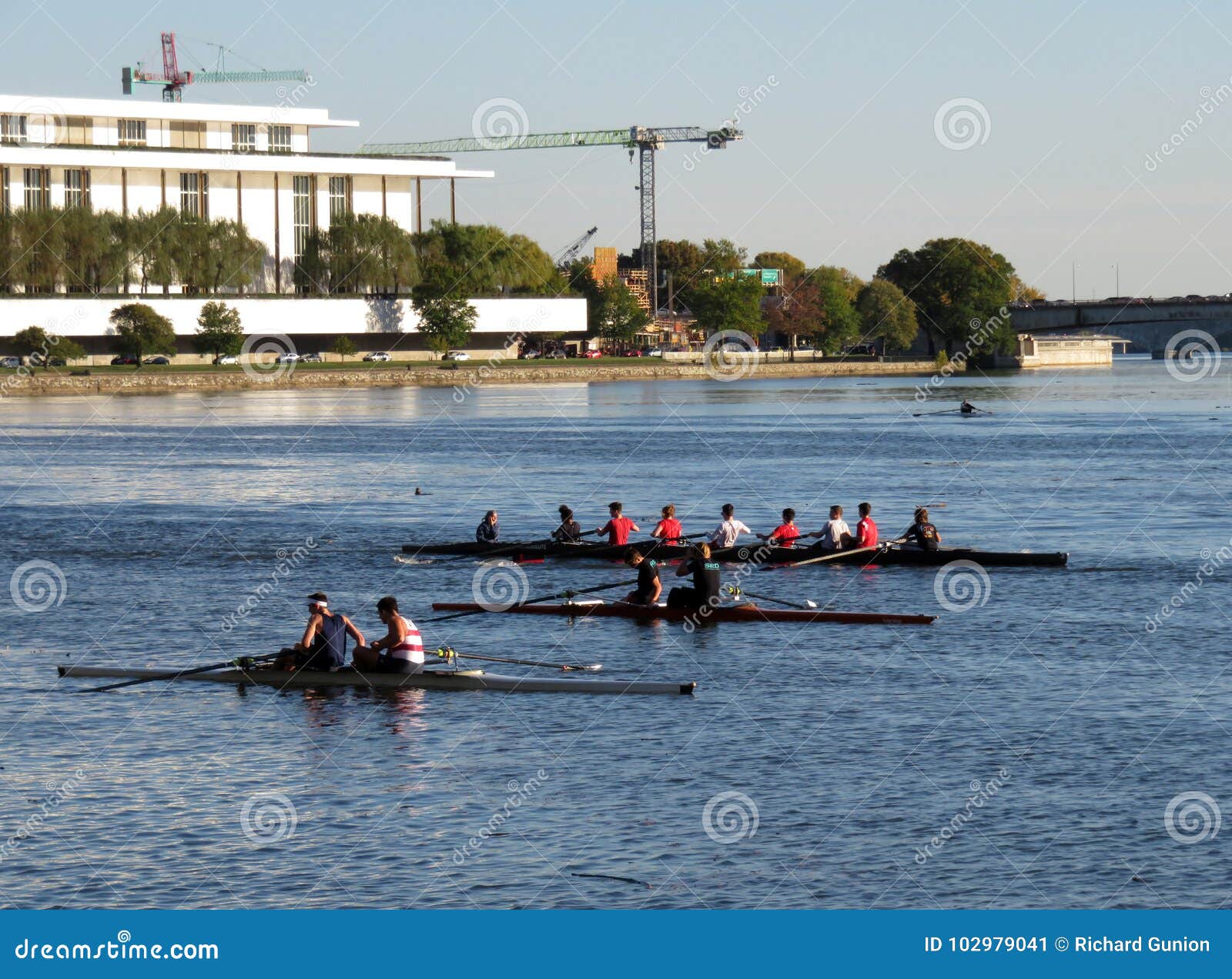 Three Rowing Shells on the Potomac River Editorial Photo - Image of ...