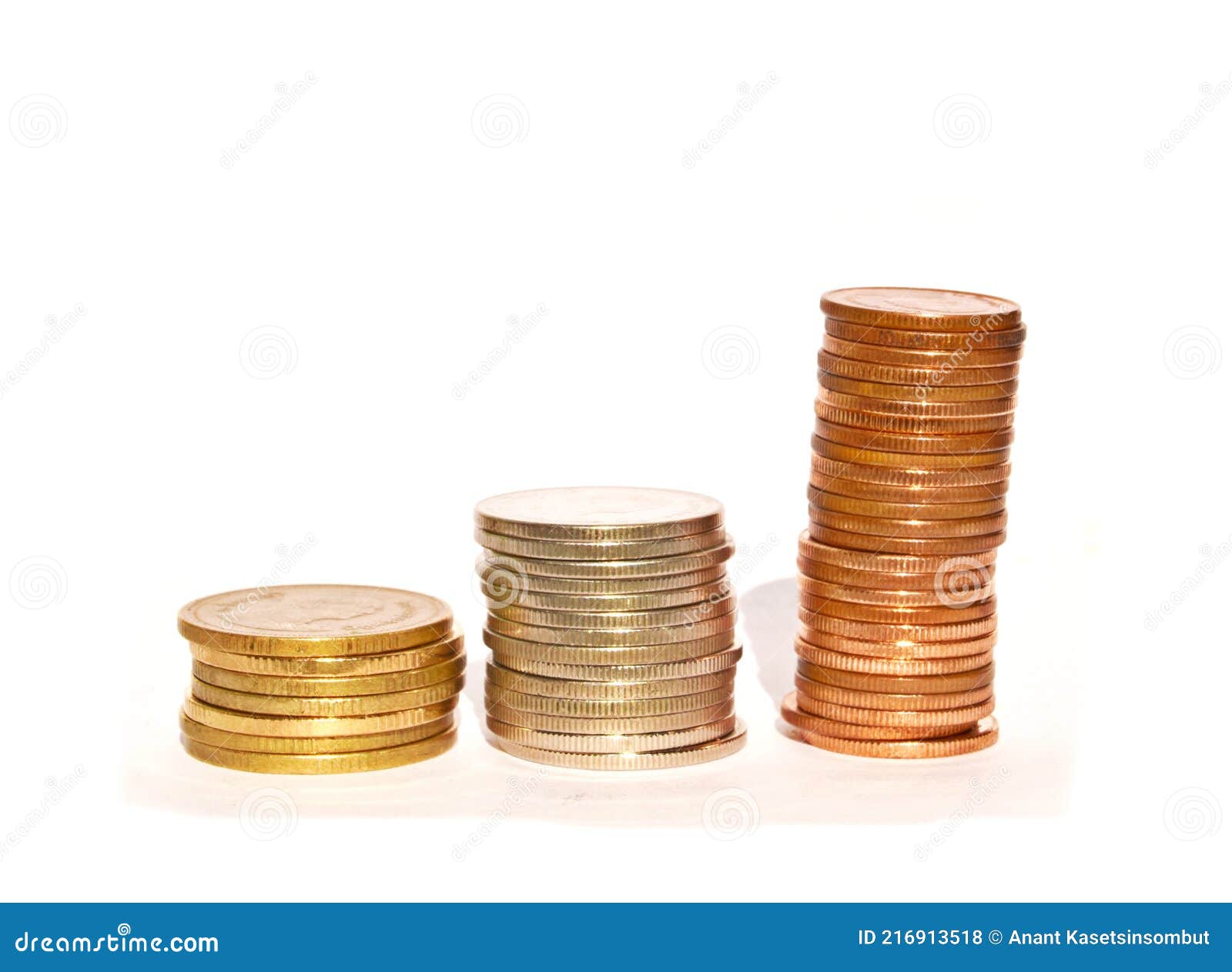 Gold, Silver and Copper Color of Coin in Various Sizes and Valued on ...