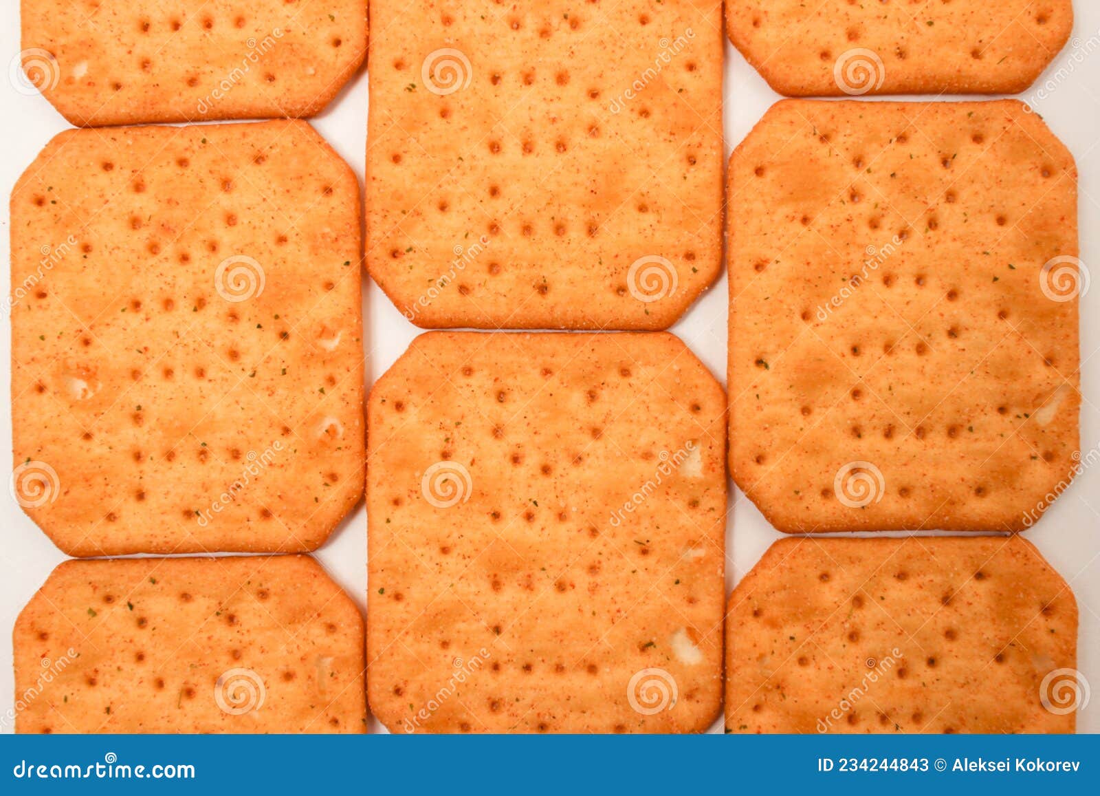 Three Rows of Crackers on a White Stock Image - Image of baking ...