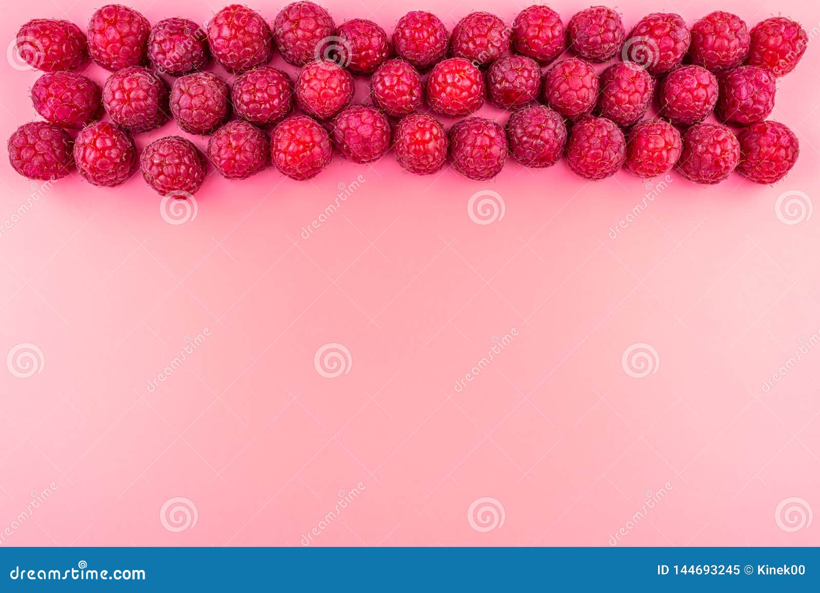 Three Rows of Raspberries Stacked on Top, Top View, Flat Lay, Isolated ...